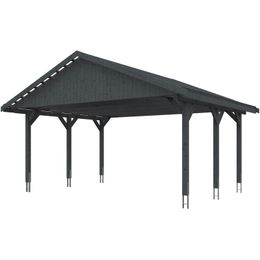 Skan Holz SKANHOLZ Doppelcarport &raquo;Wallgau&laquo; Massivholz 530 cm Schiefergrau mit Dachlattung Schiefergrau