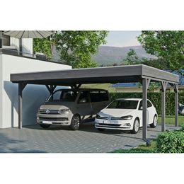 Skan Holz SKANHOLZ Doppelcarport &raquo;Grunewald&laquo; Leimholz dunkelgrau mit EPDM-Dach dunkelgrau