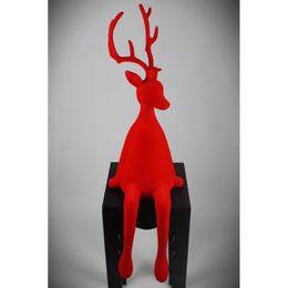 AM Design Weihnachtsfigur &raquo;Rentier sitzend mit samtweichem Flock&laquo; rot