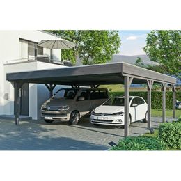Skan Holz SKANHOLZ Doppelcarport &raquo;Grunewald&laquo; Leimholz dunkelgrau mit EPDM-Dach dunkelgrau