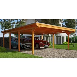 Skan Holz SKANHOLZ Doppelcarport &raquo;Emsland&laquo; Massivholz 550 cm hellbraun hellbraun