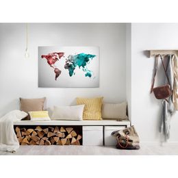 A.S. Création A.S. CRÉATION Leinwandbild »World Graphic« Kunst 1 Stk. tlg. Atlas Weltkarte Bunt Aquarell Keilrahmen Leinwand-Bild Wohnzimmer Wand Farbe Rahmen:...