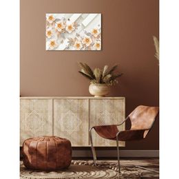 queence Leinwandbild &raquo;Chiara&laquo; Blumen Blumenbilder Kunst klassische Fantasie 1 Stk. tlg. Premium-Leinwandstoff, Handarbeit aus Deutschland beige Canvas