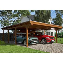 Skan Holz Doppelcarport &raquo;Emsland&laquo; Leimholz 550 cm braun braun