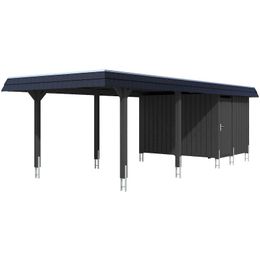 Skan Holz SKANHOLZ Einzelcarport »Wendland« Massivholz 291 cm Anthrazit, schwarze Blende Anthrazit, schwarze Blende