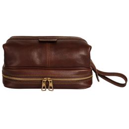 Pike PIK&Eacute; Kulturbeutel echt Leder, Made in Italy braun