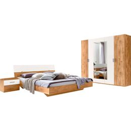 wimex Schlafzimmer-Set &raquo;Katrin&laquo; Set, bestehend aus Schrank, Bett und zwei Nachttischen, 4 Stk. tlg. plankeneichefarben/wei&szlig;