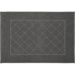 Kleine Wolke Badematte &raquo;Bridge&laquo; H&ouml;he 70 mm beidseitig nutzbar fu&szlig;bodenheizungsgeeignet Badteppich, Frottier-Qualit&auml;t, Uni Farben, Karo Muster grau Baumwolle