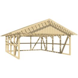 Skan Holz SKANHOLZ Doppelcarport &raquo;Schwarzwald&laquo; Massivholz 560 cm Schiefergrau mit Dachlattung Schiefergrau
