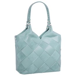 Samantha Look Damen Shopper echt Leder, Made in Italy blau