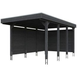 Skan Holz Einzelcarport &raquo;Friesland Set 1&laquo; Massivholz 270 cm dunkelgrau grau
