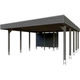 Skan Holz Doppelcarport &raquo;Friesland Set 14&laquo; Massivholz 514 cm Schiefergrau grau