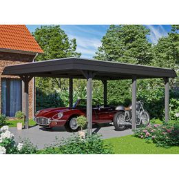 Skan Holz Einzelcarport &raquo;Wendland&laquo; Leimholz 341 cm dunkelgrau grau
