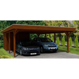 Skan Holz Doppelcarport &raquo;Spessart&laquo; Leimholz 550 cm braun braun