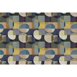 Livingwalls LIVING WALLS Vliestapete »Geometrische Retro-Tapete Bunt Blau Beige modern« matt glatt Blau B/L: 2,7 m m x 4 m m