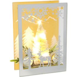 I.GE.A. Dekoobjekt &raquo;Aus Glas&laquo; Mit LED Licht und mini Tannenbaum, 3D Bild Dekoration wei&szlig;