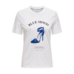 Only Kurzarmshirt &raquo;ONLKITA LIFE REG S/S HEEL TOP BOX JRS&laquo; Bright White Print:Blue L (40) L (40) T-Shirt von Only