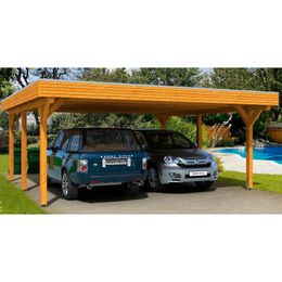 Skan Holz Doppelcarport &raquo;Spessart&laquo; Leimholz 550 cm hellbraun braun