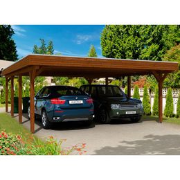 Skan Holz Doppelcarport &raquo;Spessart&laquo; Leimholz 550 cm braun braun