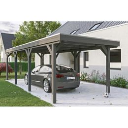Skan Holz SKANHOLZ Einzelcarport &raquo;Grunewald&laquo; Leimholz dunkelgrau mit Aluminiumdach dunkelgrau
