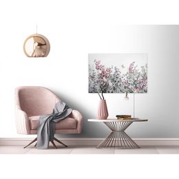 A.S. Cr&eacute;ation Leinwandbild &raquo;Flower Painting&laquo; Blumen Kunst 1 Stk. tlg. Landhaus Keilrahmen Blumen Leinwand-Bild Wohnzimmer modern Wandbild rosa Holz, Stahl