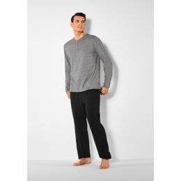s.Oliver Pyjama, 2 Schlafanzug mit Knopfleiste grau-meliert-schwarz 44/46 (S) 44/46 (S) s.Oliver Bodywear Herren Pyjama lang