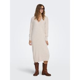 Only Strickkleid »ONLNEW TESSA L/S MIDI V DRESS« mit tiefem V-Ausschnitt mit breiter Blende Pumice Stone MELANGE XL - N-Gr N-Gr XL Locker...