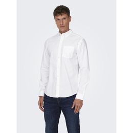 Only & Sons ONLY & SONS Langarmhemd &raquo;NEIL LIFE ORGANIC OXFORD SHIRT&laquo; wei&szlig; XL (54/56) - N-Gr N-Gr XL (54/56) Mit Kentkragen und Brusttasche