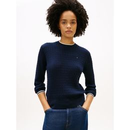 Tommy Hilfiger Rundhalspullover &raquo;CO CABLE C-NK LS SWEATER&laquo; Dark N Navy Tipping L (40) L (40) Pullover von Tommy Hilfiger