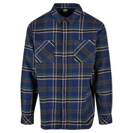 Urban Classics Langarmhemd »Herren Checked Mountain Shirt« 1 Stk. darkblue/bottlegreen S - US-Größen US-Größen S Kariertes Herren Flanell-Hemd mit...