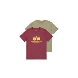 Alpha Industries T-Shirt &raquo;Basic T-Shirt BL 2 Pack&laquo; olive/burgundy 5XL 5XL Single Jersey Stoff