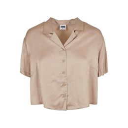 Urban Classics Karohemd »Damen Ladies Viscose Satin Resort Shirt«, 1 Stk. softtaupe XL - US-Größen US-Größen XL Kurzärmelige, weite Bluse