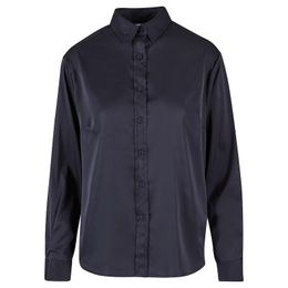 Urban Classics Langarmhemd &raquo;Damen Ladies Satin Shirt&laquo; Schwarz L - US-Gr&ouml;&szlig;en US-Gr&ouml;&szlig;en L Elegante Blusen fuer Business und Freizeit
