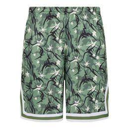 Karl Kani Sweatshorts &raquo;KM251-009-1 Signature Star Camo Mesh Shorts&laquo; light green/black L - US-Gr&ouml;&szlig;en US-Gr&ouml;&szlig;en L Locker sitzende, knielange Passform...