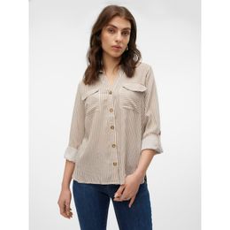 V&eacute;ro Moda VERO MODA Hemdbluse &raquo;VMBUMPY L/S SHIRT NEW WVN GA NOOS&laquo; Brown Lentil Stripes:Snow white XL XL Bluse von Vero Moda