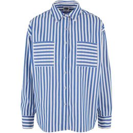 Urban Classics Langarmhemd »Damen Ladies Striped Relaxed Shirt« white/blue L - US-Größen US-Größen L Elegante Blusen für Business und Freizeit