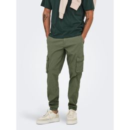 Only & Sons ONLY & SONS Cargohose »ONSCAM STAGE CARGO CUFF LIFE 6687 NOOS« Deep Lichen Green 31 - Länge 32 Länge 32 31 Mit Gummizug am Bein