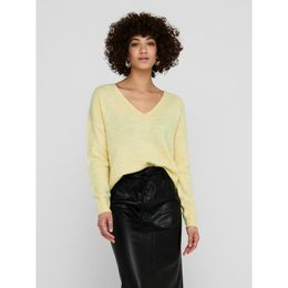 Jacqueline de Yong JDY V-Ausschnitt-Pullover &raquo;ELANORA L/S V-NECK PULLO. KNT NOOS&laquo; mit leicht &uuml;berschnittenen Schultern Pastel Yellow Detail:MELANGE XL XL Femininer...