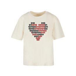 F4NT4STIC T-Shirt 'I Love You 01001001 Binary Code Herz Valentinstag' Damen Gr&ouml;&szlig;e L beige / rot / schwarz