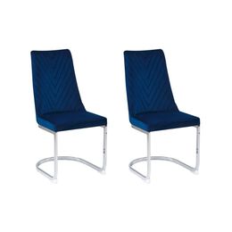 Beliani 2er-Set Esszimmerstuhl ALTOONA in Blau/Silber | Gr.: onesize