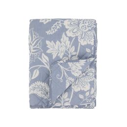 Chic Antique Quilt AIX SKY BLUE Blau Weiß mit Blumen Muster 180x130 cm | Gr.: onesize