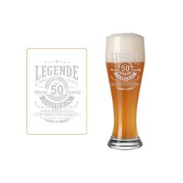 LUXENTU Weizenbierglas mit Gravur Legende seit 50 Jahren 0,5 l in transparent | Gr.: onesize