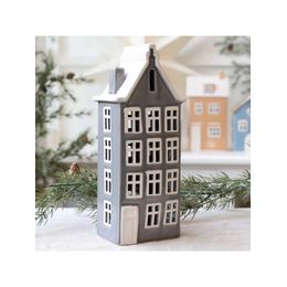 Chic Antique Lichthaus FRENCH GREY Grau CHAMONIX Haus f&uuml;r Teelicht 25 cm | Gr.: onesize