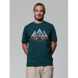 wat? Apparel T-Shirt Geometric Landscape in Dunkelgrün | Gr.: 48