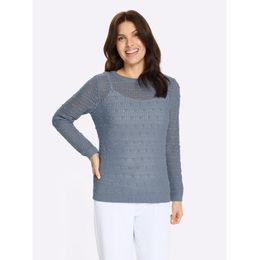 Sieh an! Ajour-Pullover in taubenblau | Gr.: 54