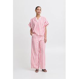 Ichi Casual Hose IHLOLIA Regular fit in Bright Rose/White Stripe | Gr.: 38