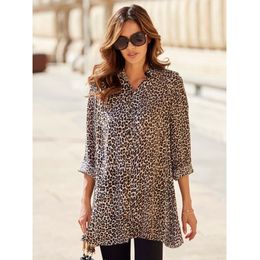 WITT WEIDEN Longbluse in schwarz-camel-bedruckt | Gr.: 40