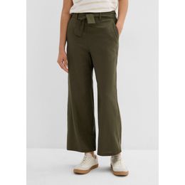 bonprix Culotte aus luftigem Leinen-Mix, gr&uuml;n, Leinen