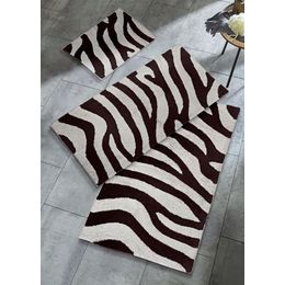 bonprix Badematte mit Zebra- Muster, schwarz, mit Baumwolle