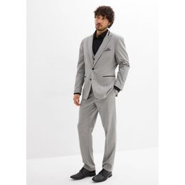 bonprix Anzug mit Weste in Regular Fit (3-tlg.Set), grau, Gr.60, Stilvoller Anzug mit recycelten Polyester.